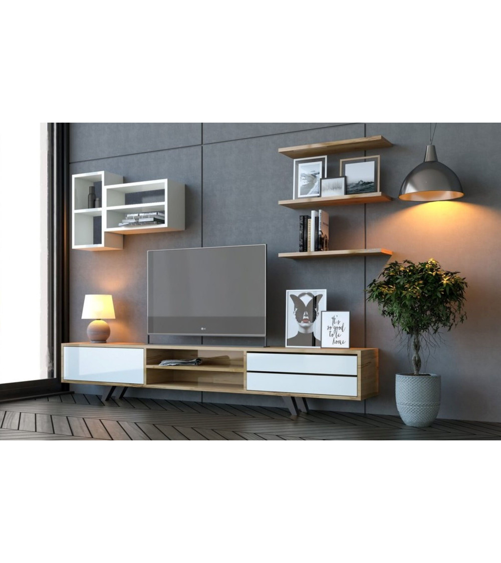 Conjunto mueble TV CELIO cemento 295 cm